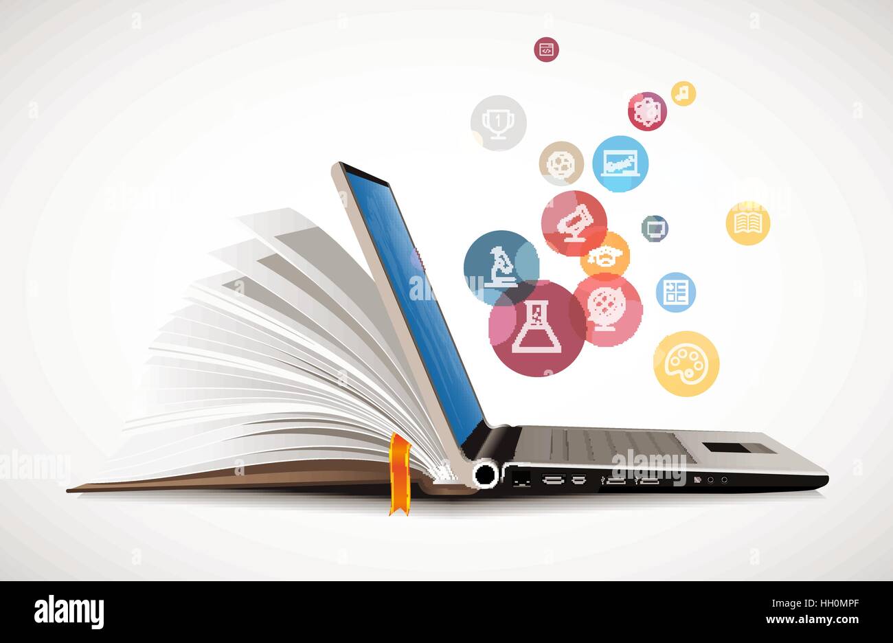 Elearning - book as laptop electronic book concept Stock Vector Image ...