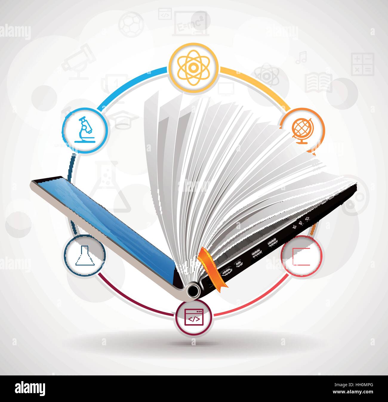 Elearning - book as laptop electronic book concept Stock Vector Image ...