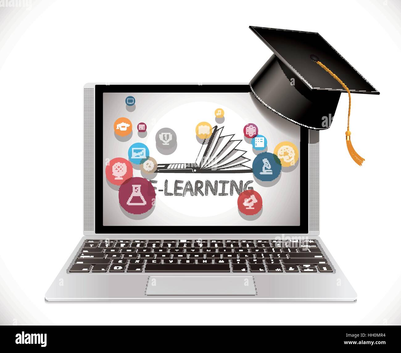 Elearning - book as laptop electronic book concept Stock Vector Image ...