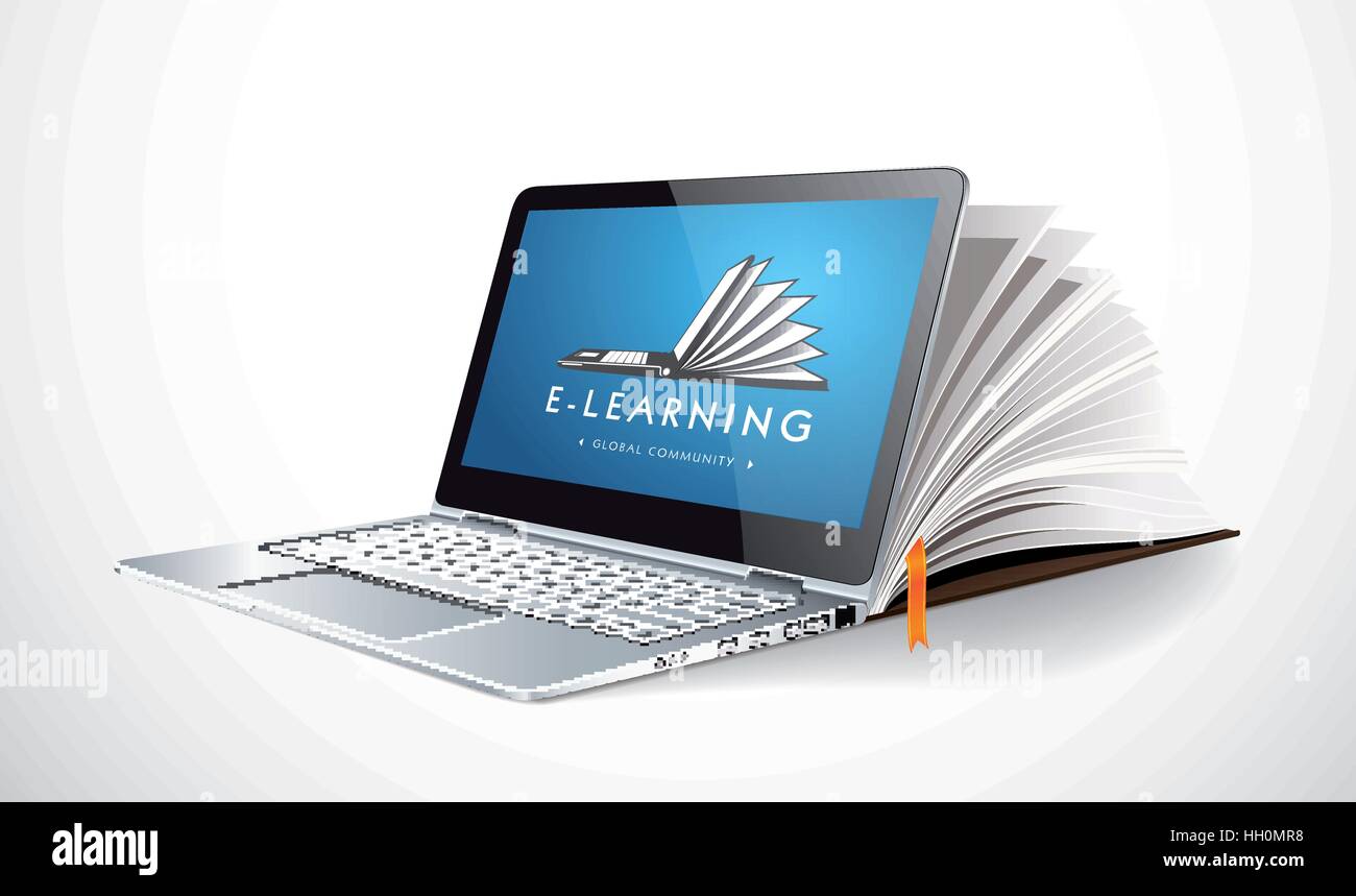 Elearning - book as laptop electronic book concept Stock Vector Image ...