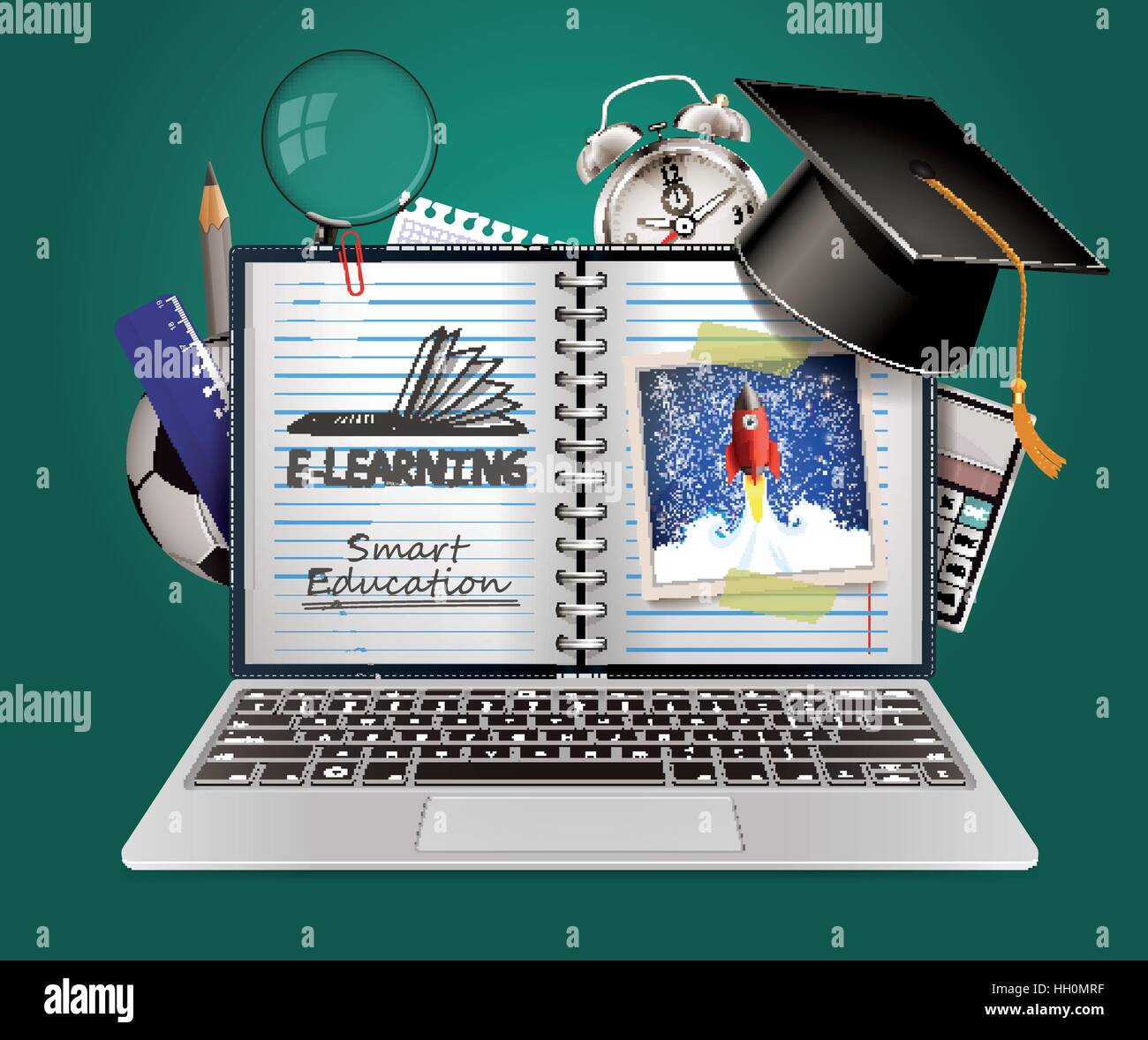Elearning - book as laptop electronic book concept Stock Vector Image ...