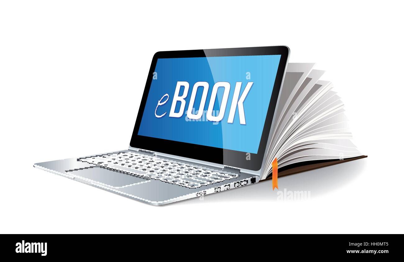 Ebook concept - laptop as electronic book Stock Vector Image & Art - Alamy