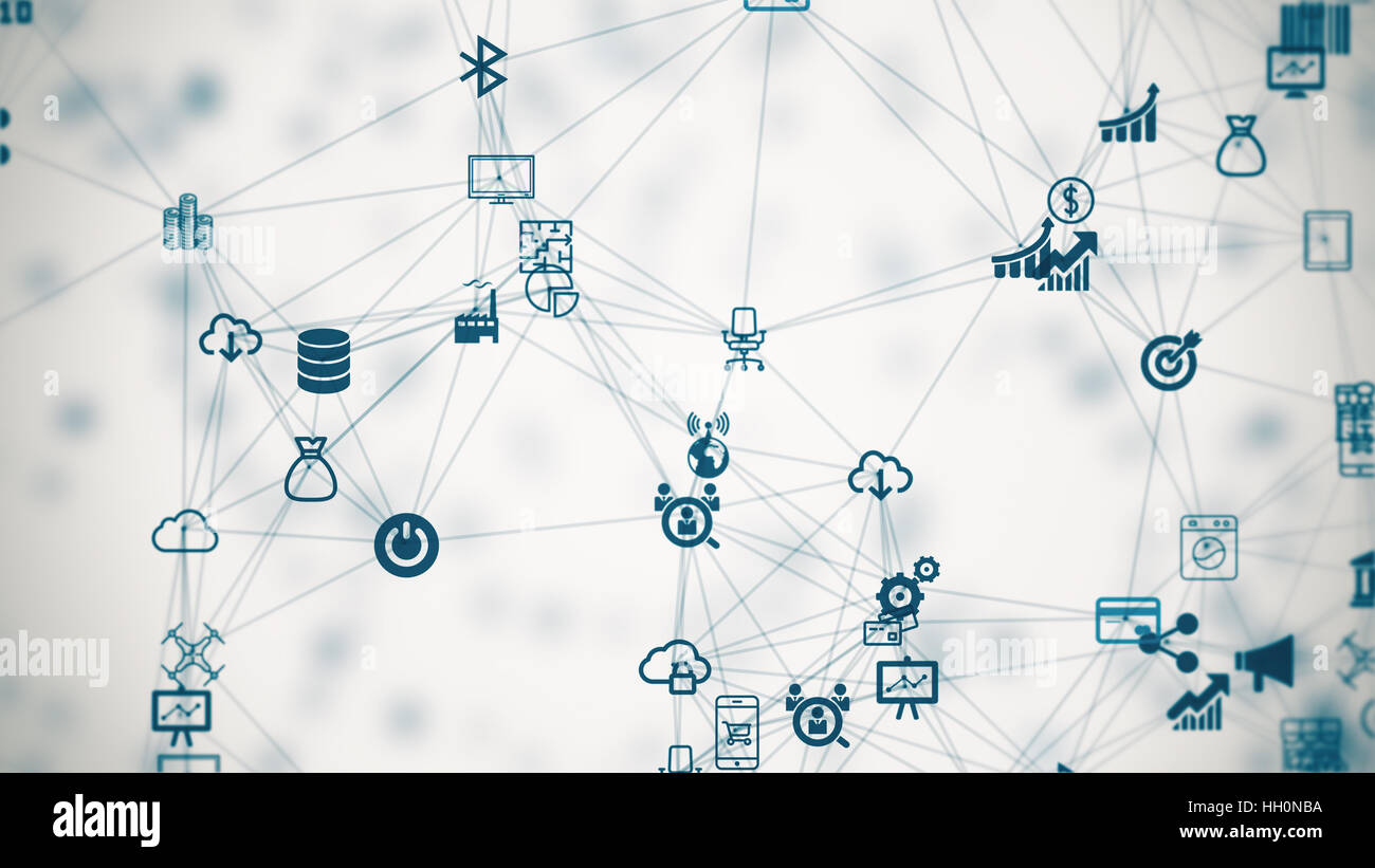 internet of things, background from the chaotically slow moving ...