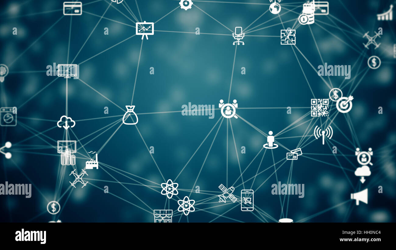 internet of things, background from the chaotically slow moving ...