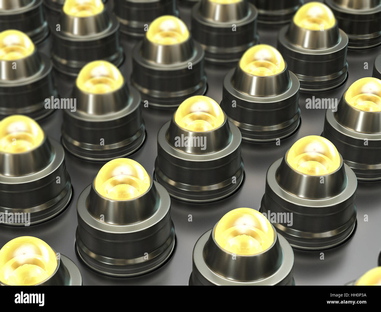Metal light buttons background. 3D illustration Stock Photo - Alamy