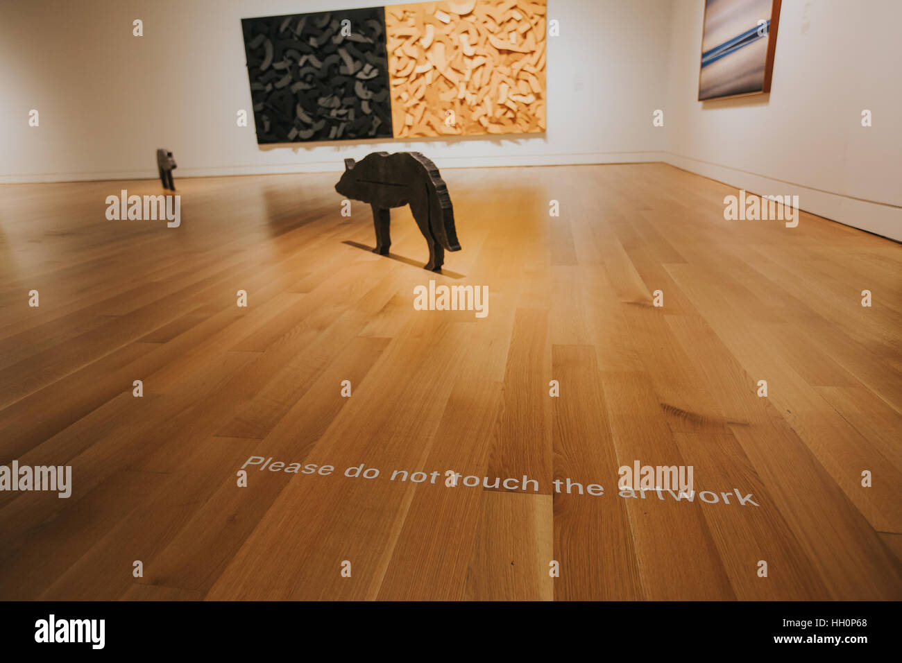 do not touch artwork warning floor Stock Photo - Alamy