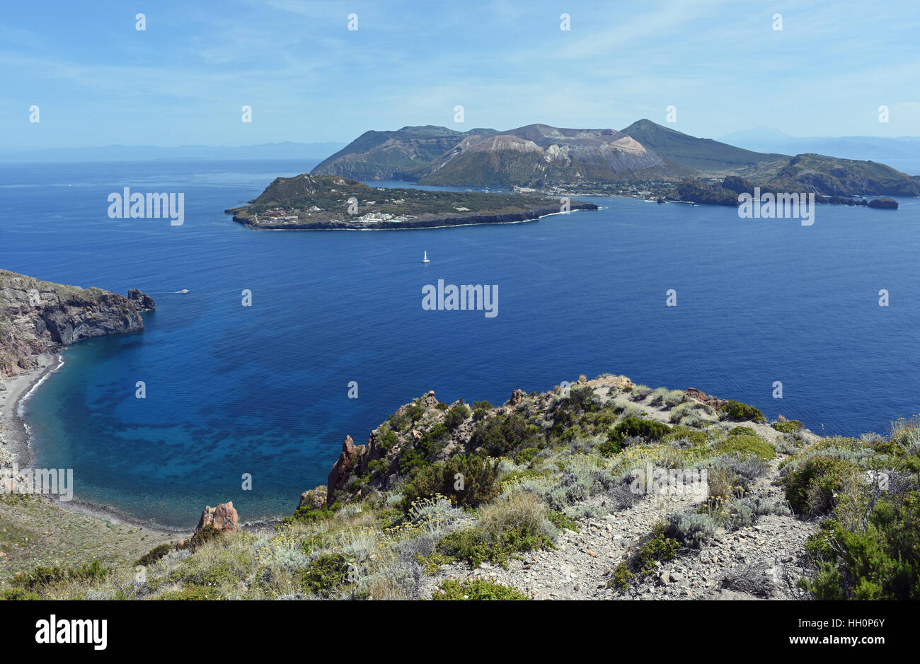 Vulcano from Lipari, Aeolian Islands Stock Photo - Alamy