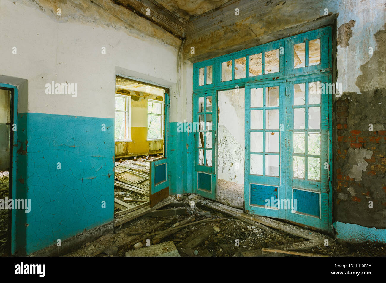 The Ruined Interior Of Abandoned School After Chernobyl Nuclear ...