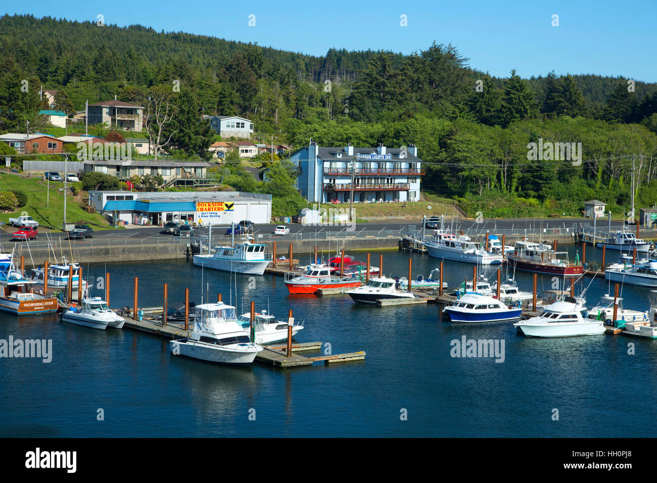 Depoe Bay harbor, Depoe Bay, Pacific Coast Scenic Byway, Oregon Stock ...