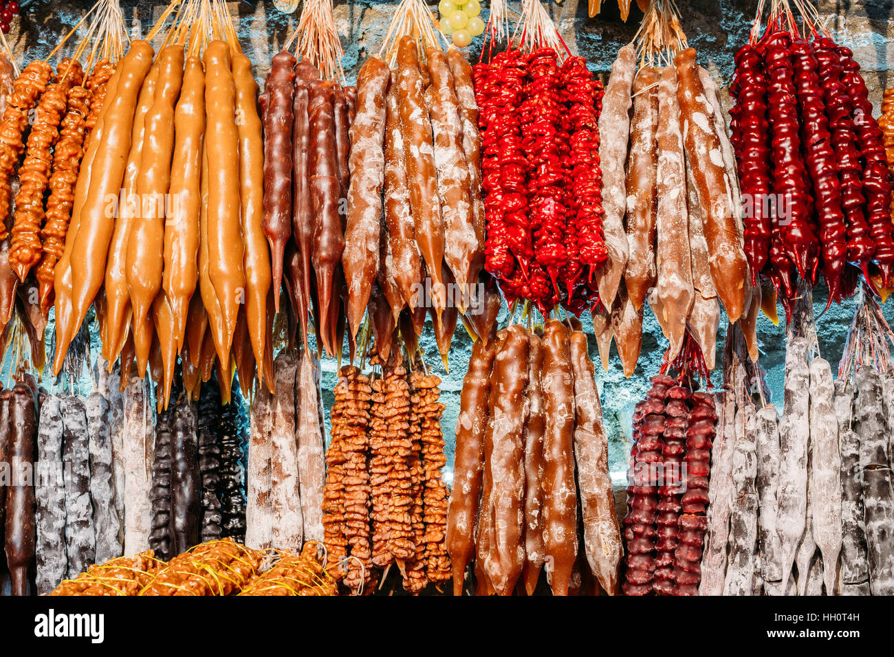 Churchkhela Is A Traditional Georgian Sausage-shaped Candy. The Main ...