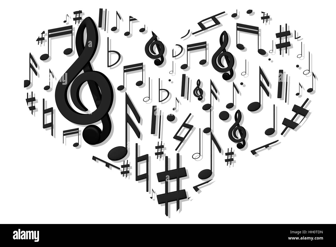 Musical white heart Stock Photo - Alamy