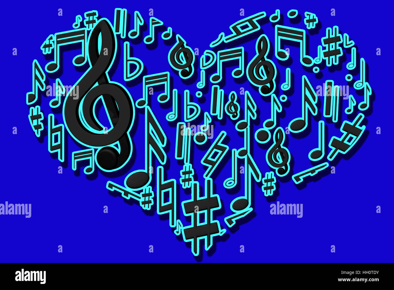 Musical navy blue heart Stock Photo - Alamy
