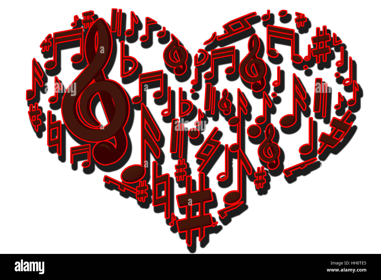 Musical notes heart hi-res stock photography and images - Alamy