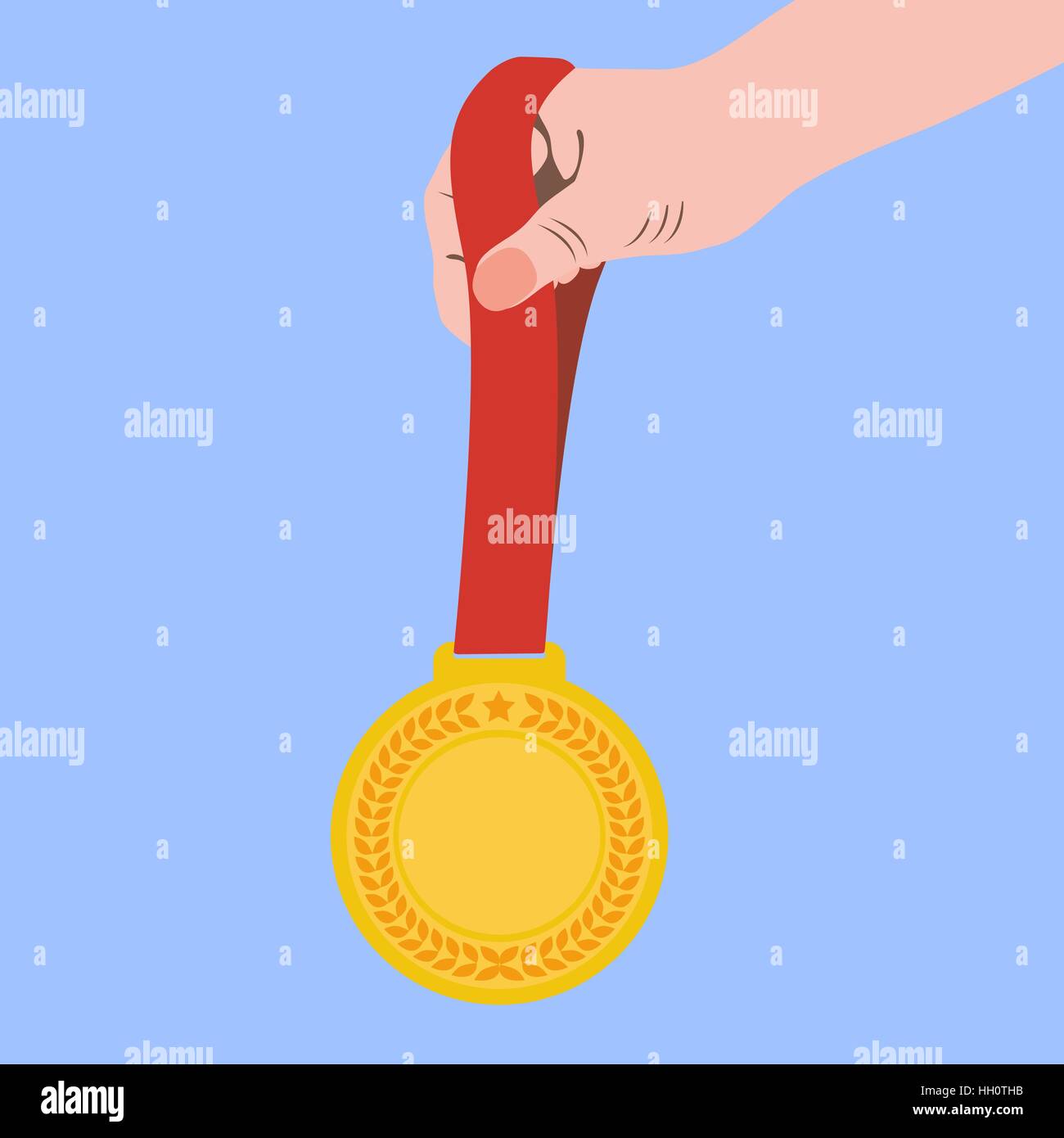 Gold medal champion in the hand. illustration, icon flat Stock Vector ...