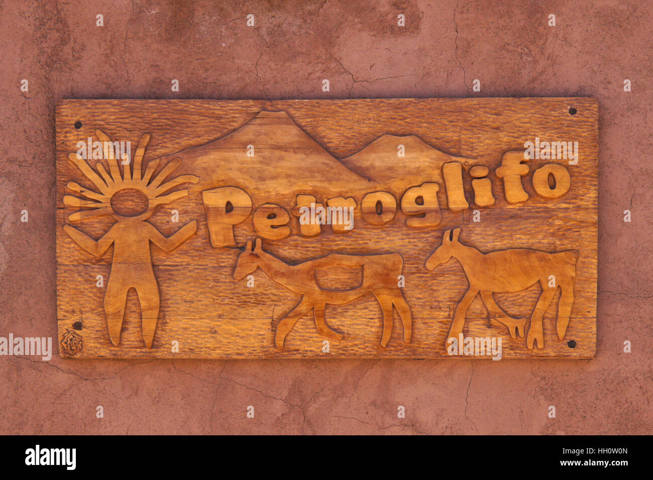 Sign for handicraft shop, San Pedro de Atacama, Norte Grande, Chile ...