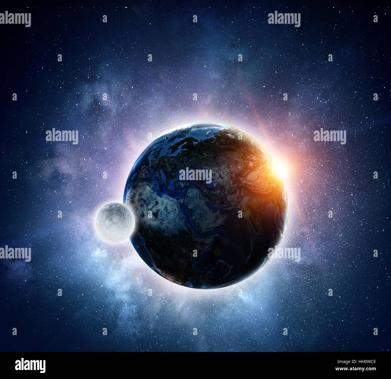 Composite image of moon and earth planets. Elements of this image ...