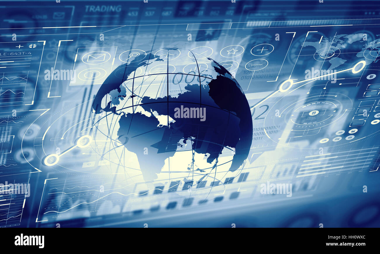 Global social media concept with technology planet and connection lines ...