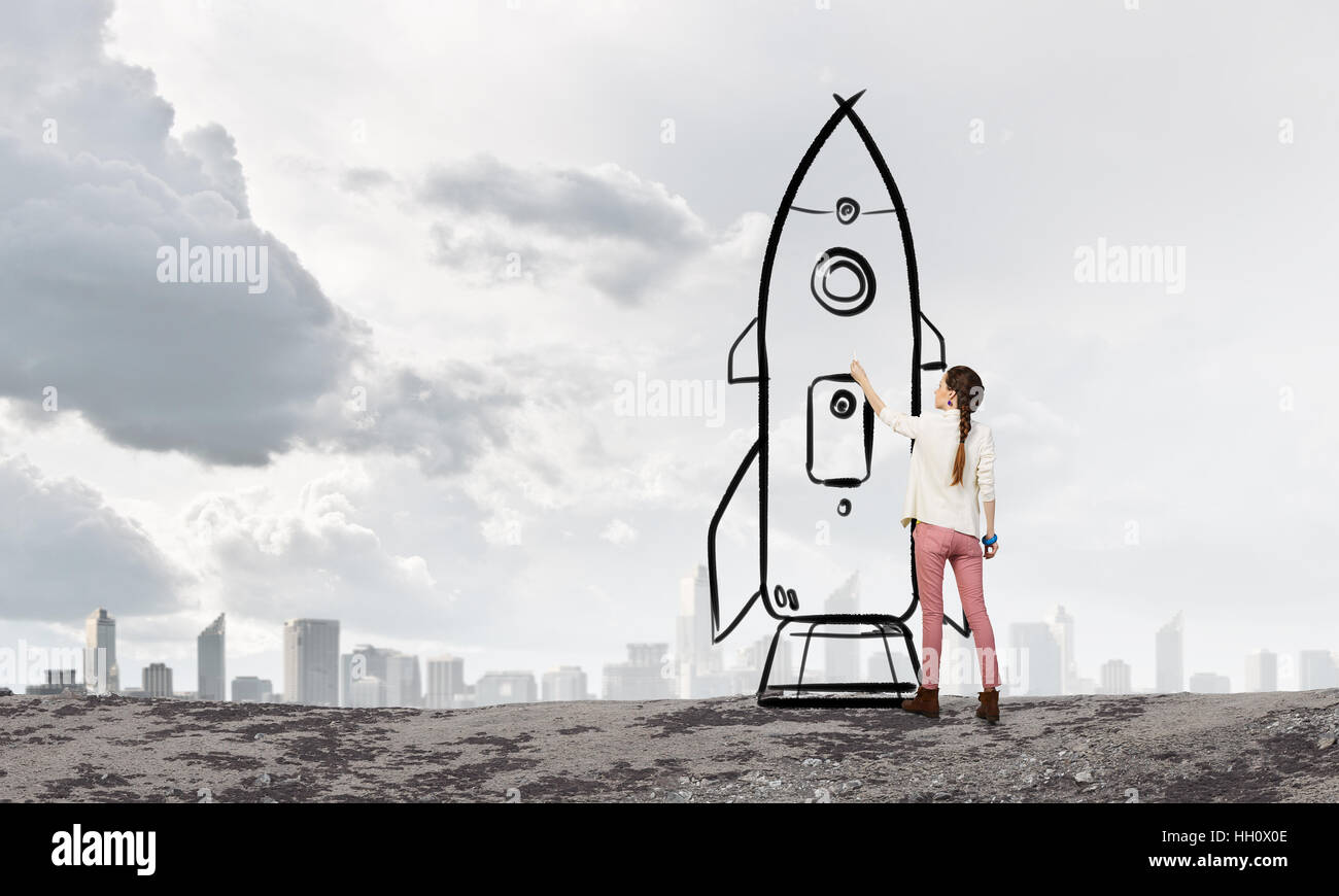 Space drawing rocket hi-res stock photography and images - Alamy