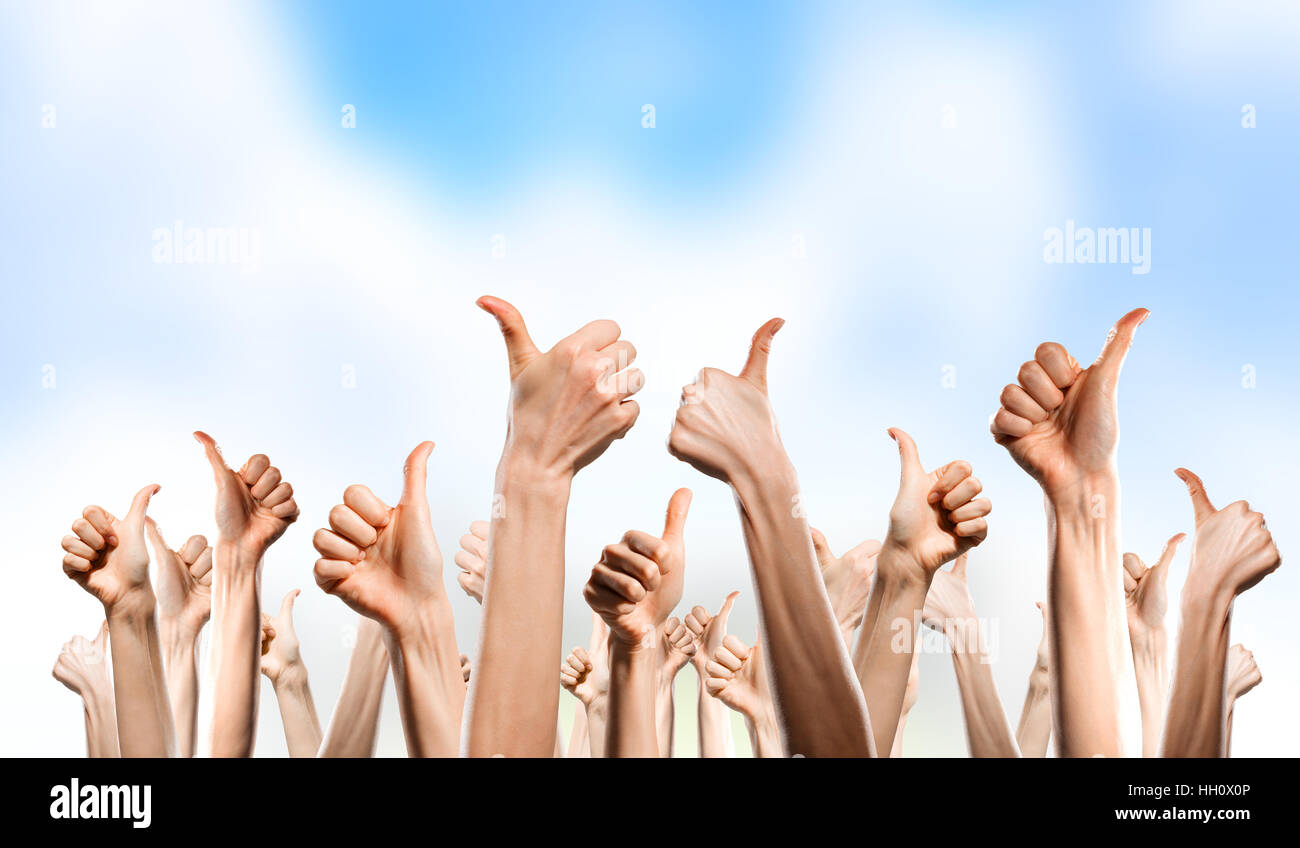 Row raised hands showing different hi-res stock photography and images ...