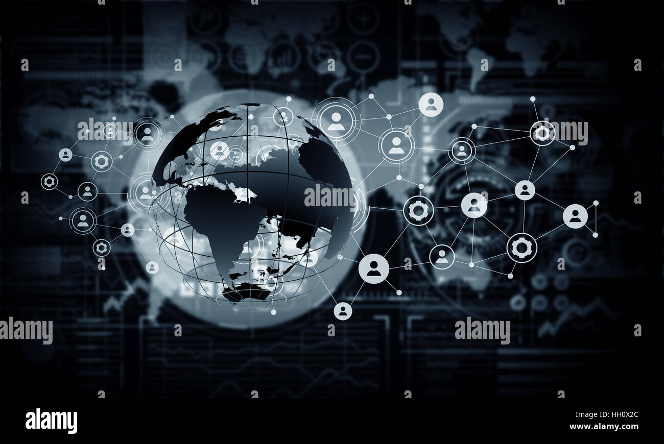 Global social media concept with technology planet and connection lines ...