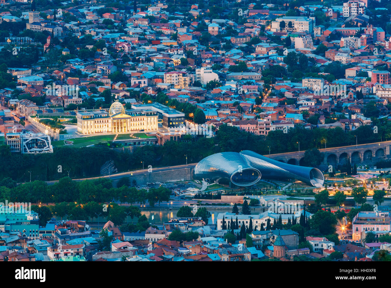Tbilisi, Georgia. Aerial View Of Concert Music Hall, Rike Park And ...