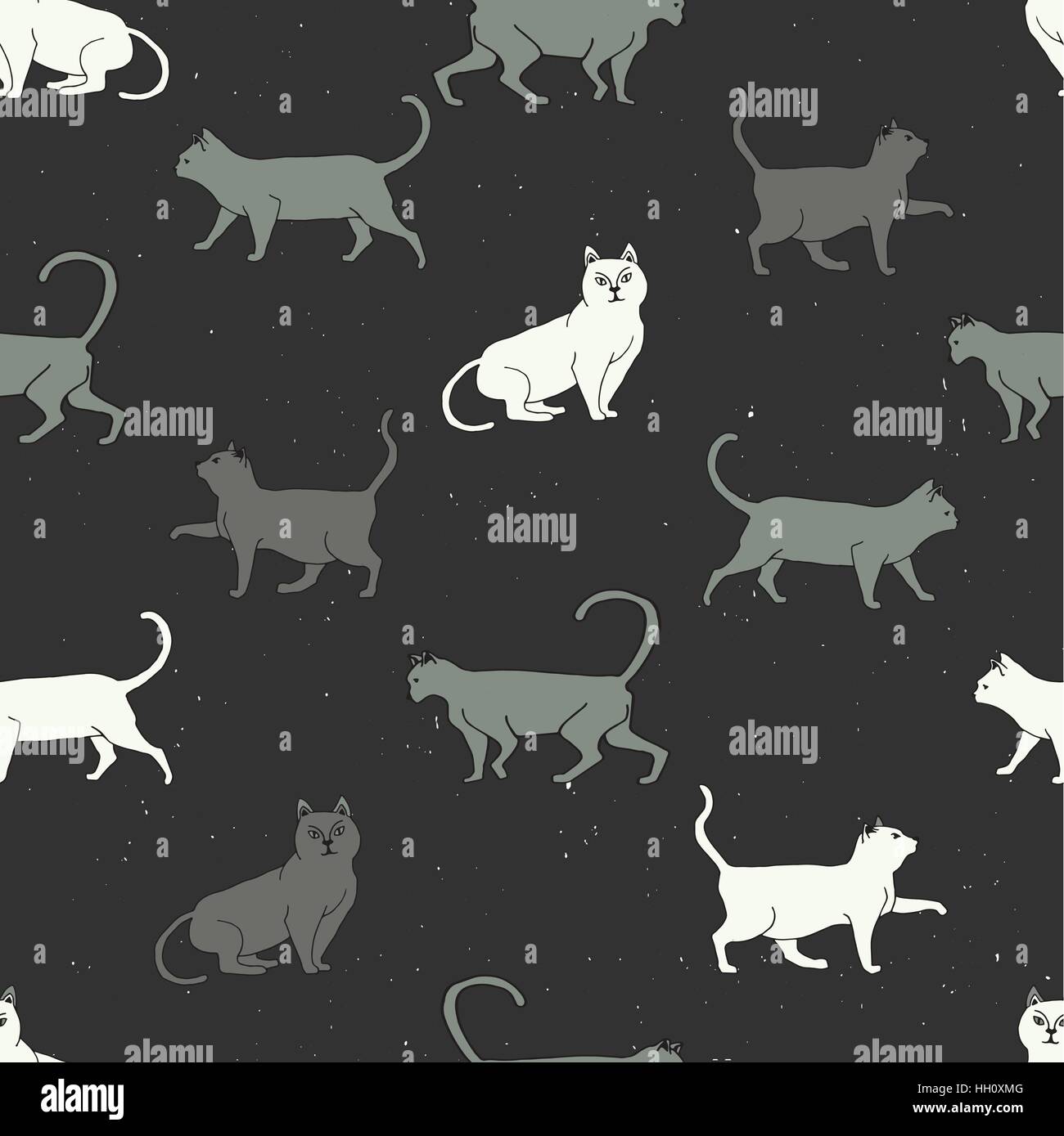 Seamless vector pattern with cats Stock Vector Image & Art - Alamy
