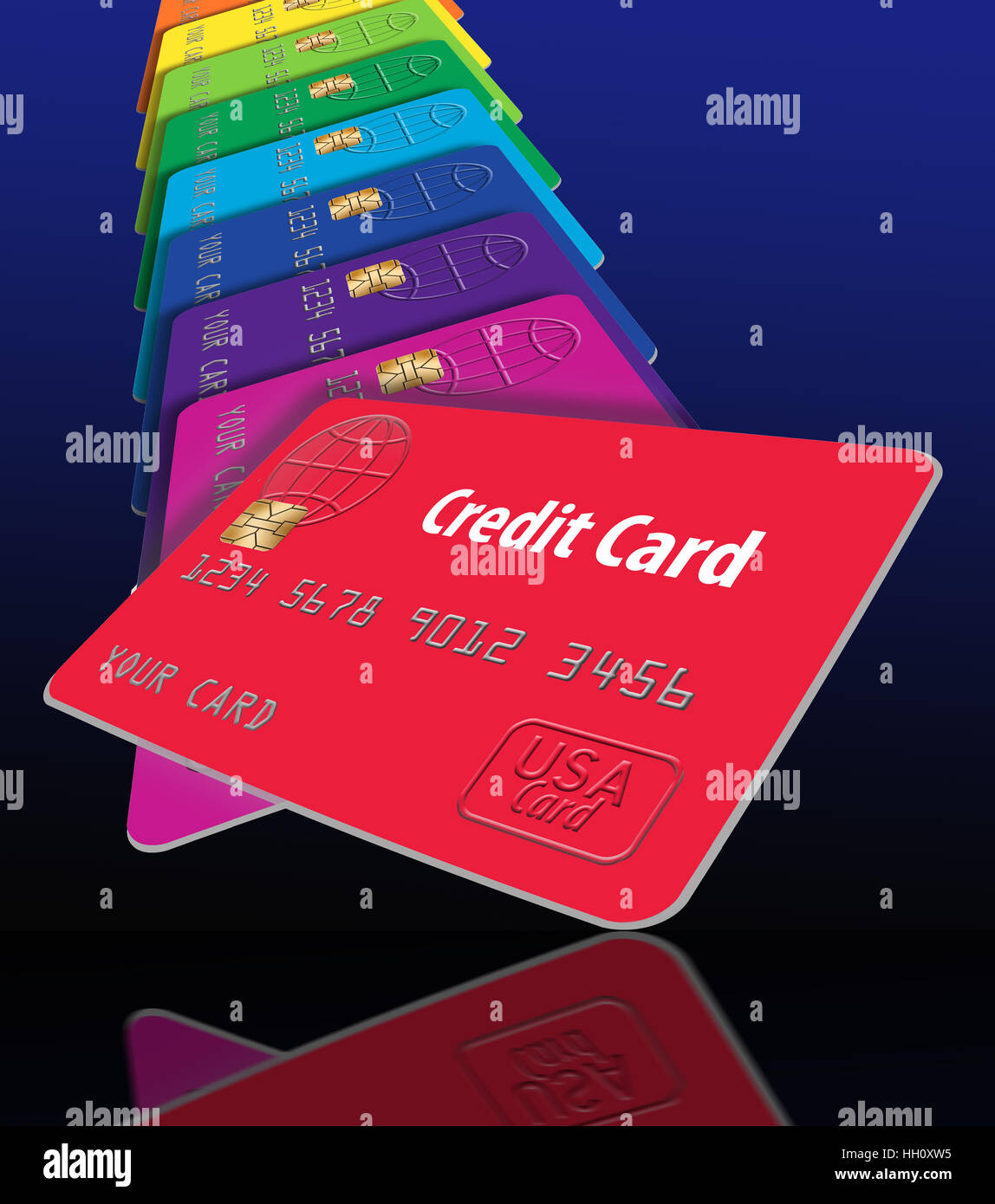Credit cards in a spectrum of rainbow colors Stock Photo - Alamy