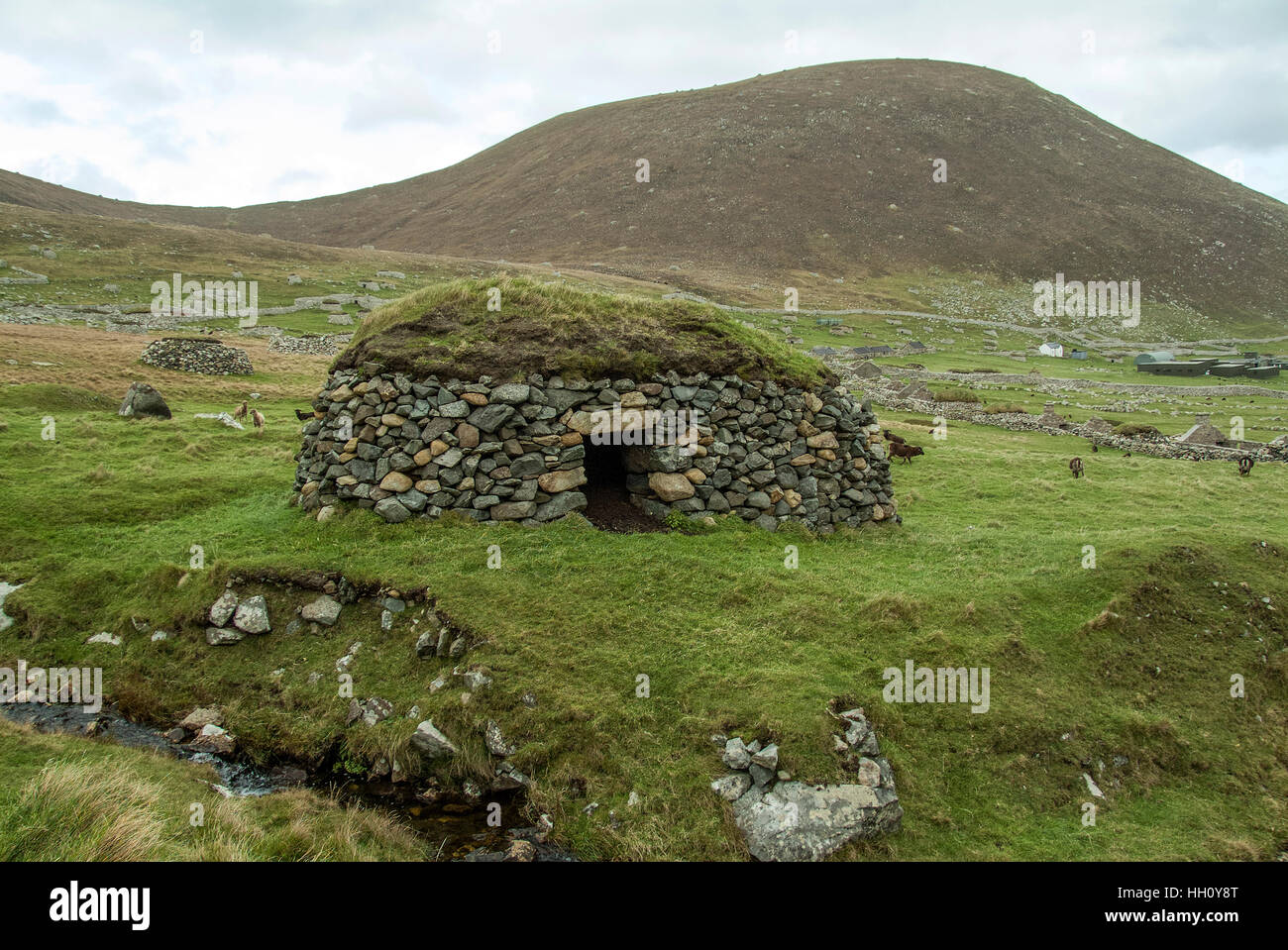 An earth roofed cleit on St.Kilda, Outer Hebrides, Scotland UK Stock ...