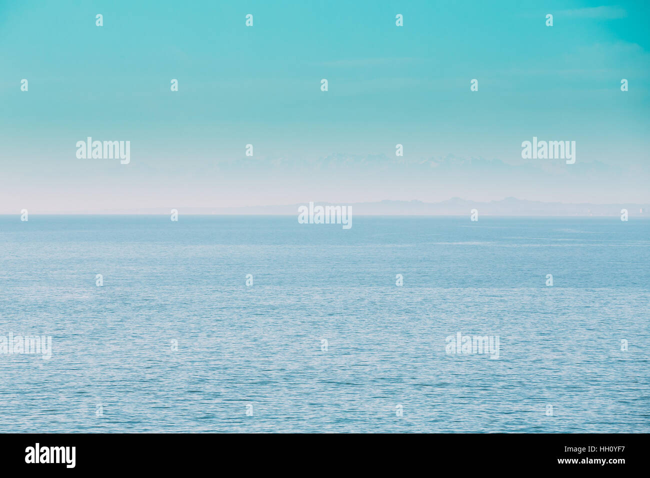Calm Sea Ocean And Blue Clear Sky Background. Gently Blue Colors Stock ...