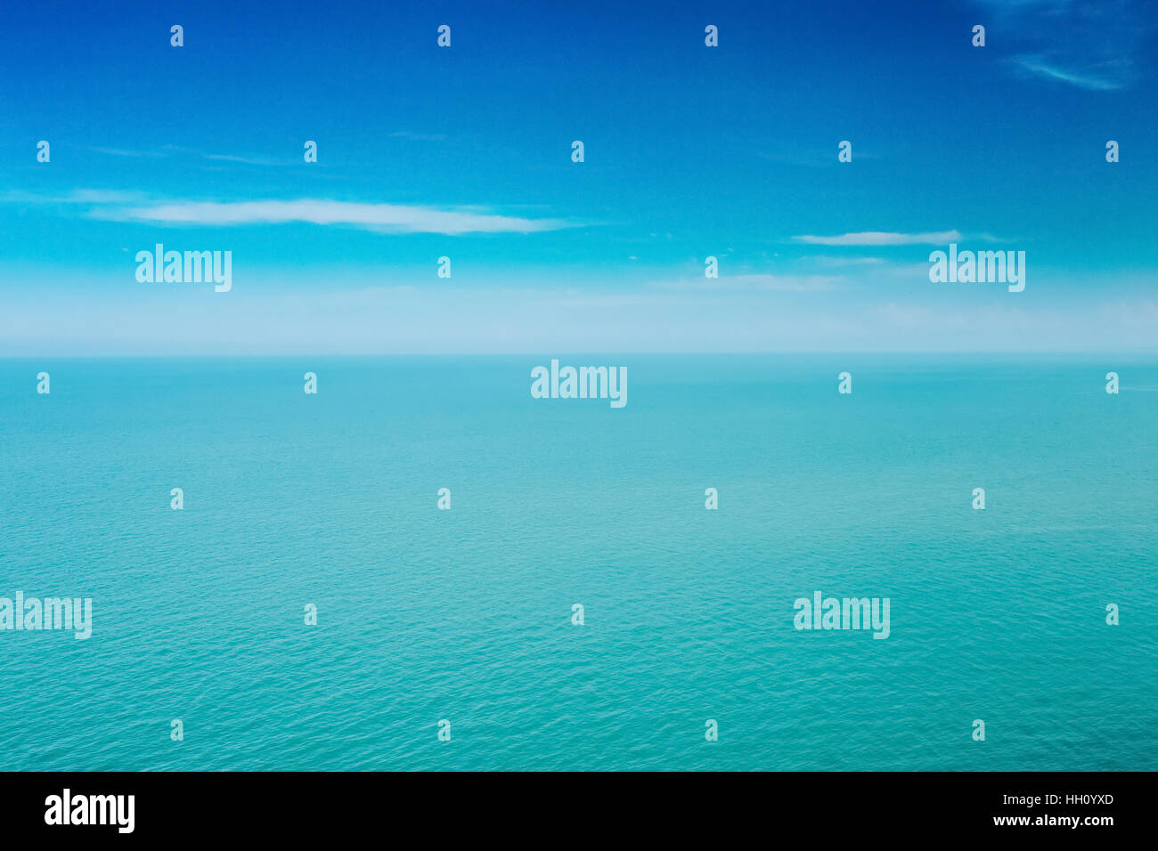 Calm Sea Ocean And Blue Clear Sky Background. Gently Blue And ...