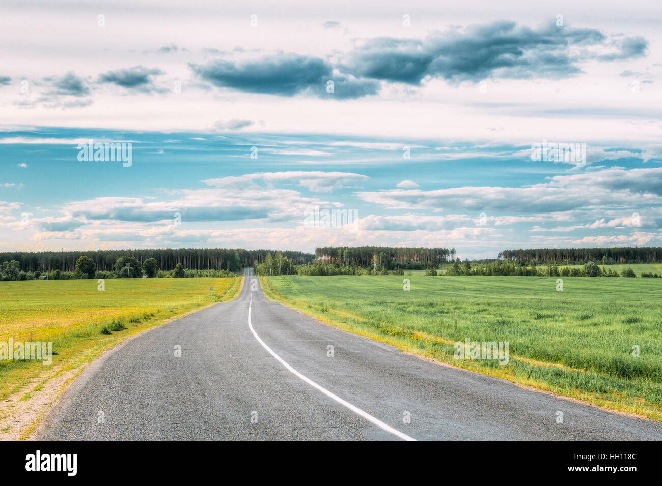 Beautiful Empty Asphalt Freeway, Motorway, Highway Country Road In ...