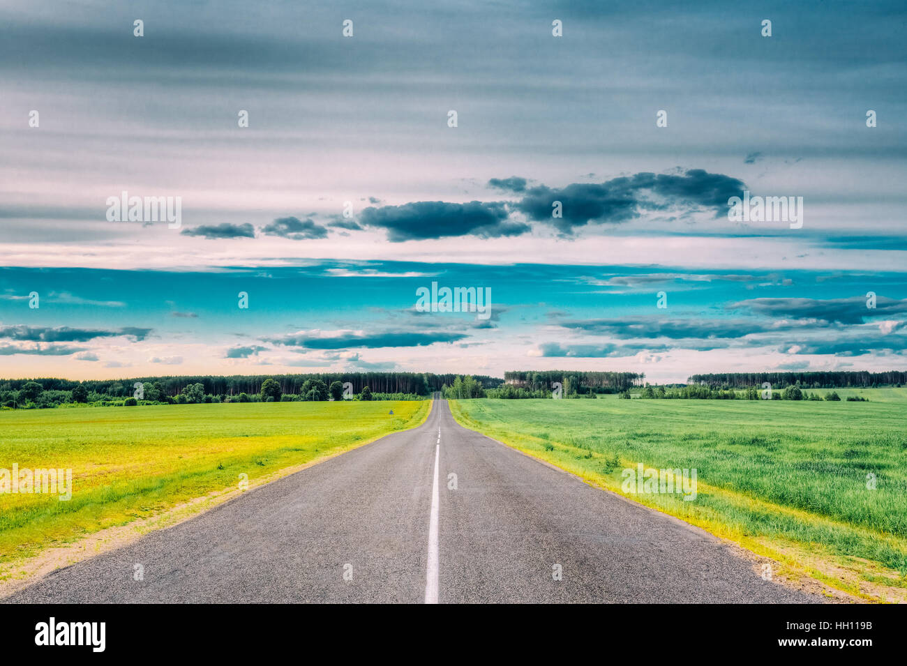 Beautiful Empty Asphalt Freeway, Motorway, Highway Country Road In ...
