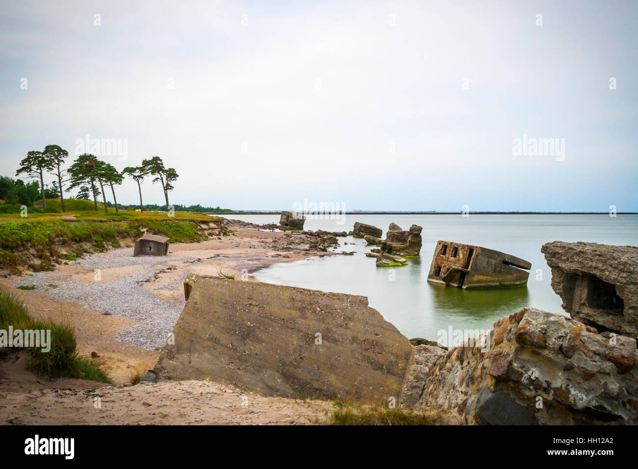 Landscape of abandoned old ussr Northern fortress in Liepaja, Lativa ...