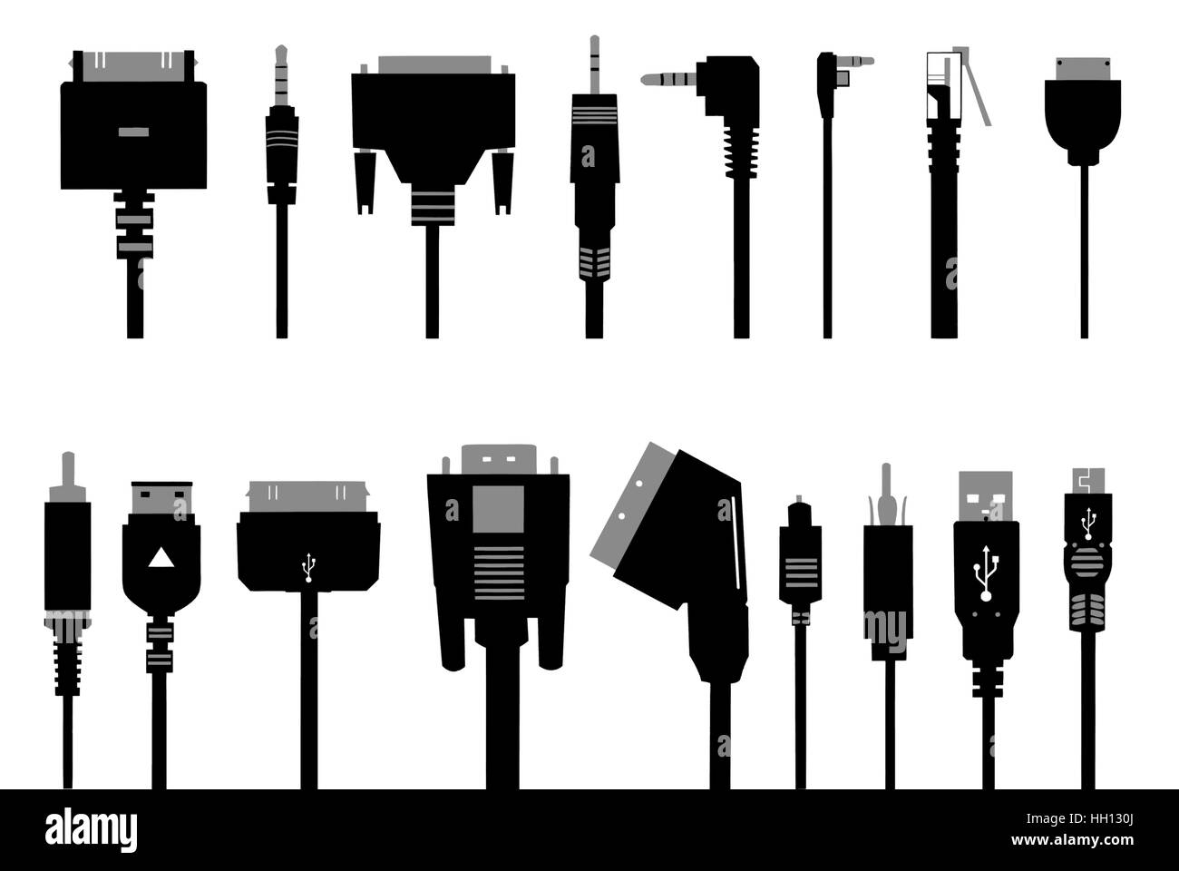 set of different cables isolated Stock Vector Image & Art - Alamy