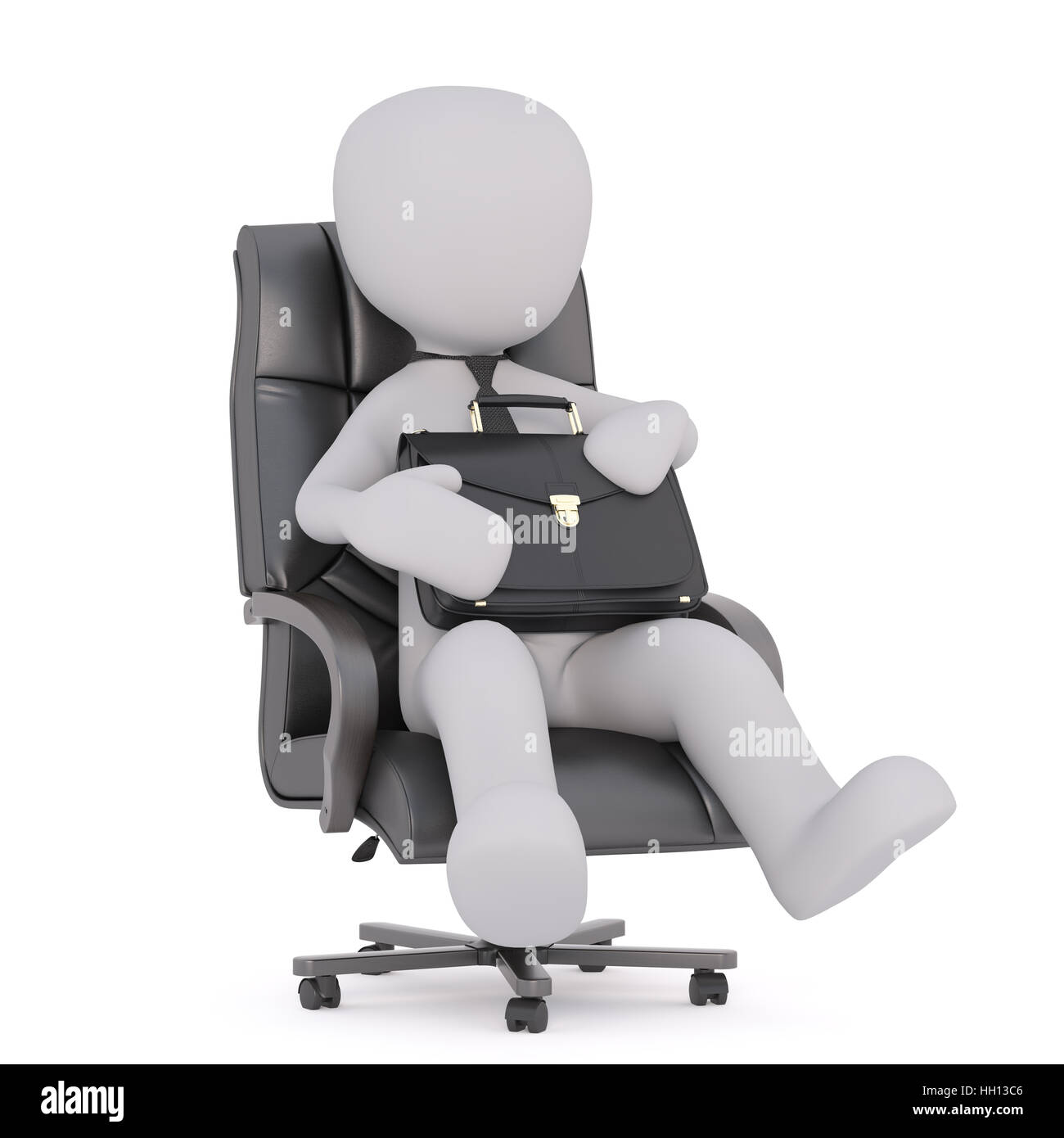 Faceless cartoon man wearing tie sitting in boss office armchair and ...