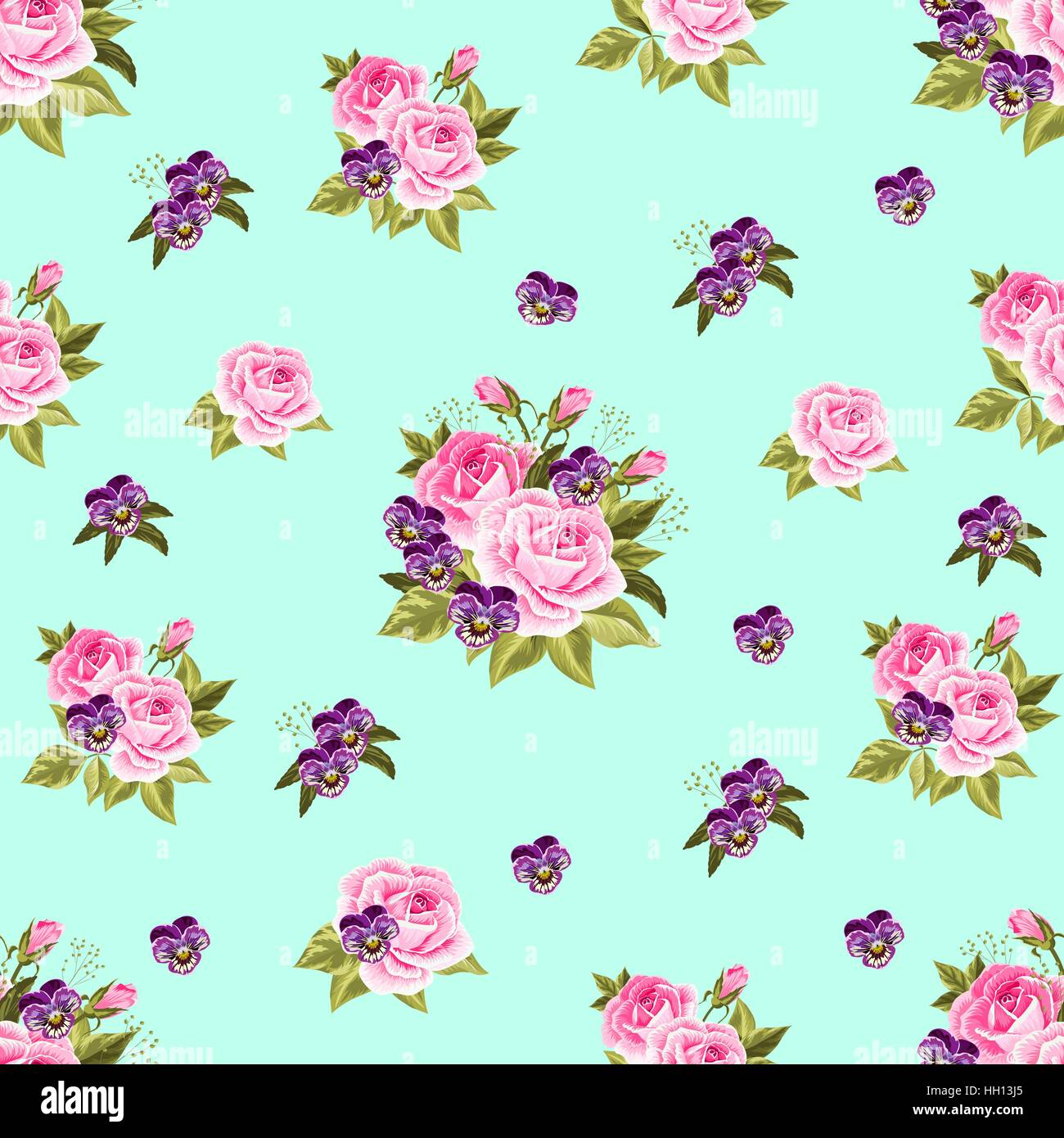 Turquoise and blue floral pattern Stock Vector Images - Alamy