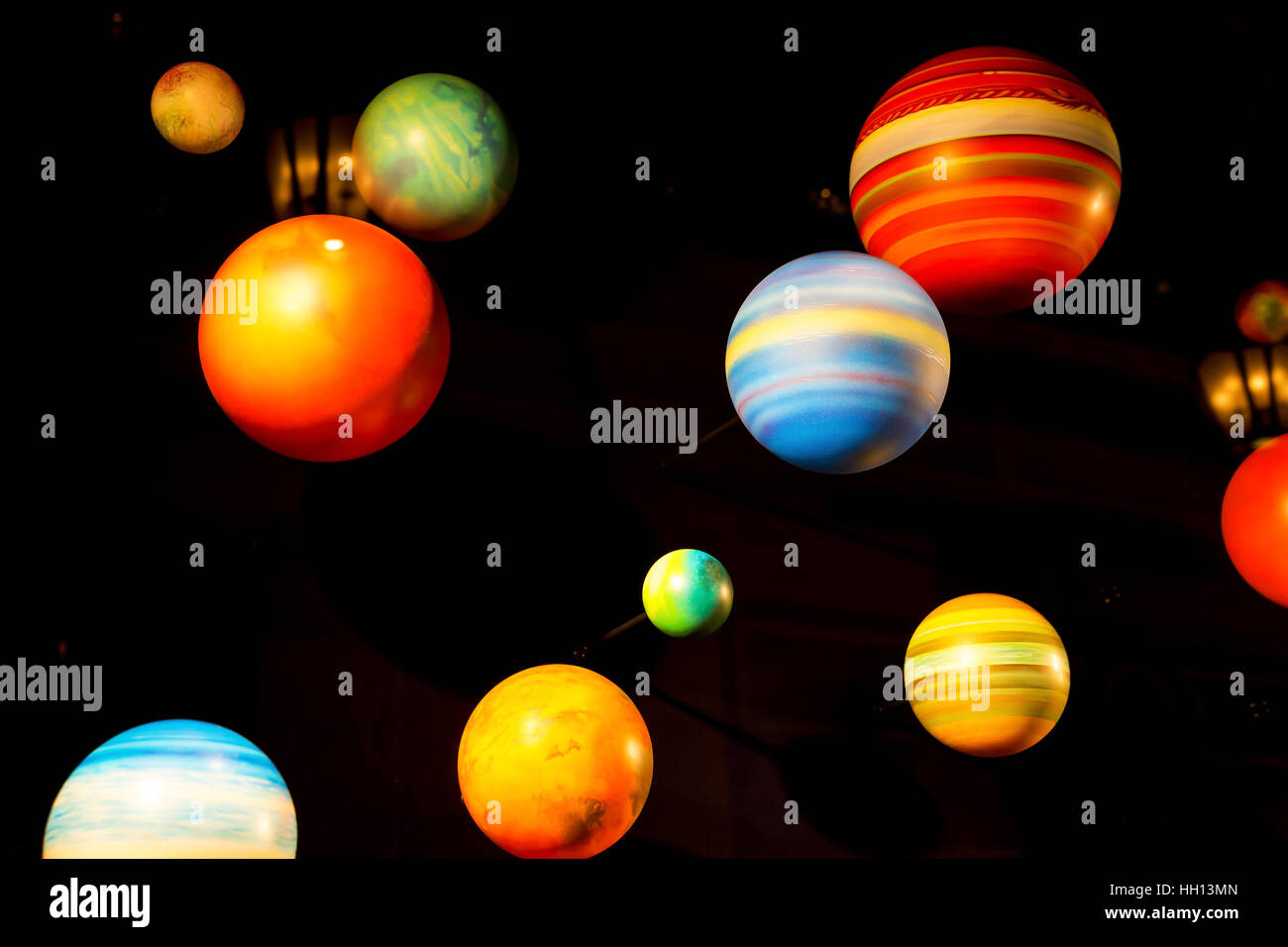 Planetary model on black background Stock Photo - Alamy