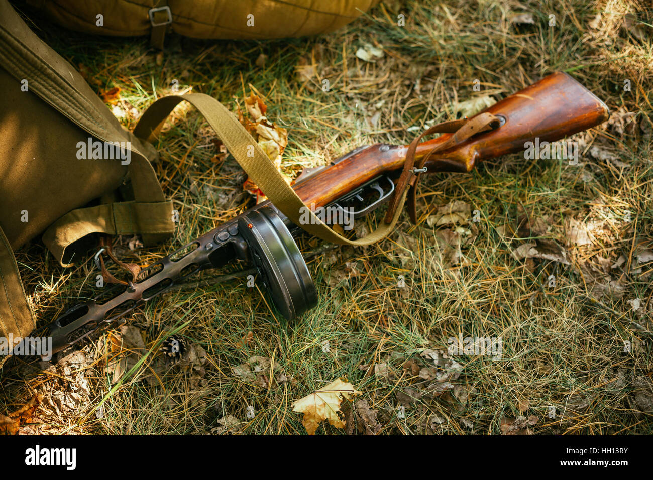 Soviet russian military ammunition - submachine gun of World War II on ...