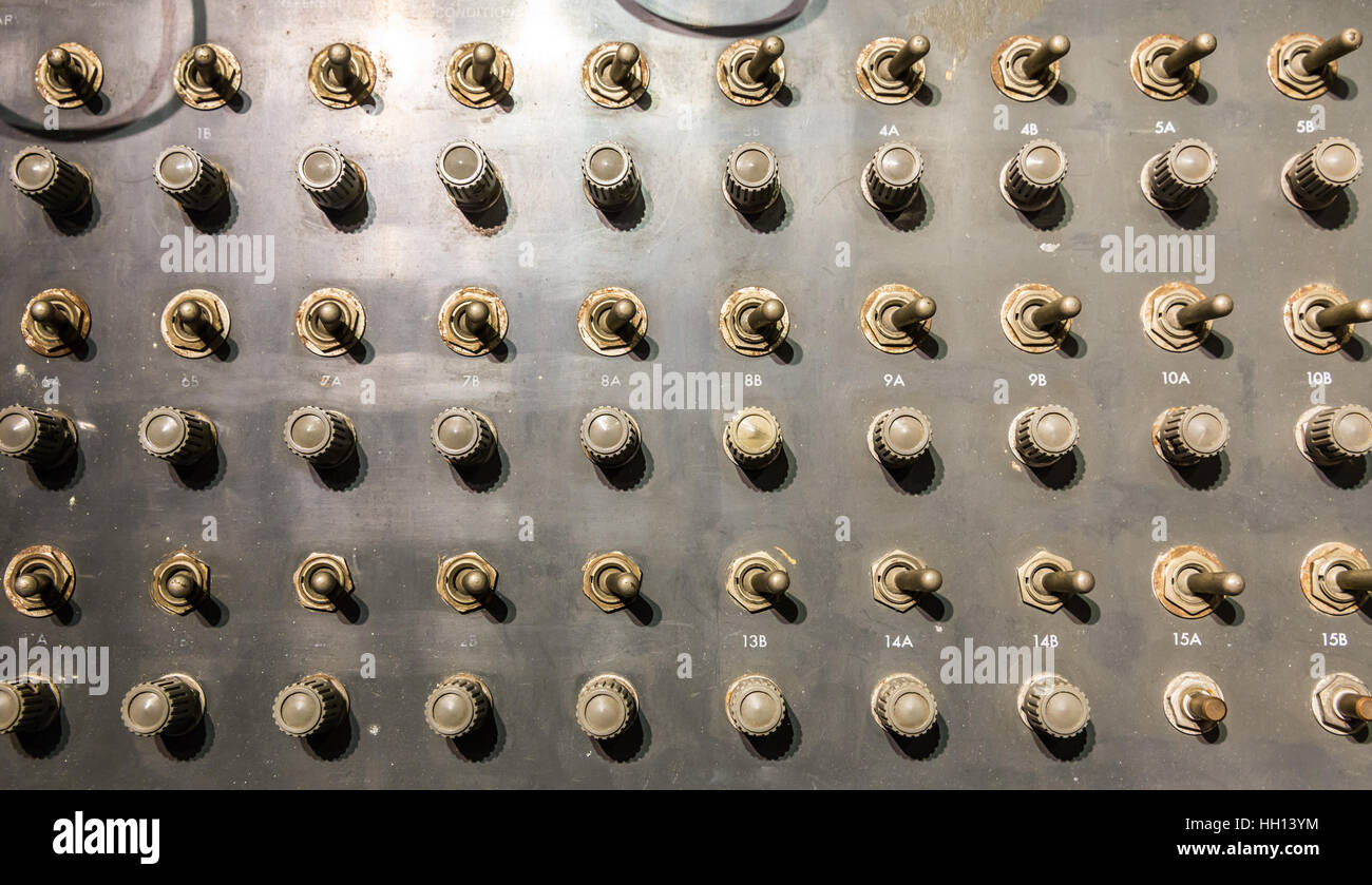 Retro control panel with switchers and buttons Stock Photo - Alamy