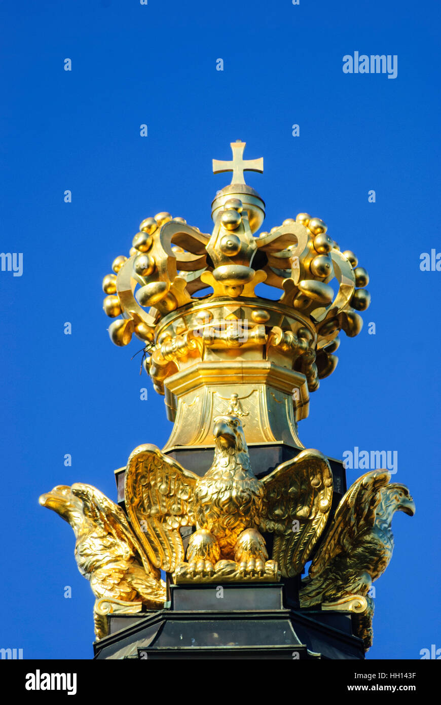 Dresden: Zwinger; Crown gate with four Polish eagles who carry the ...