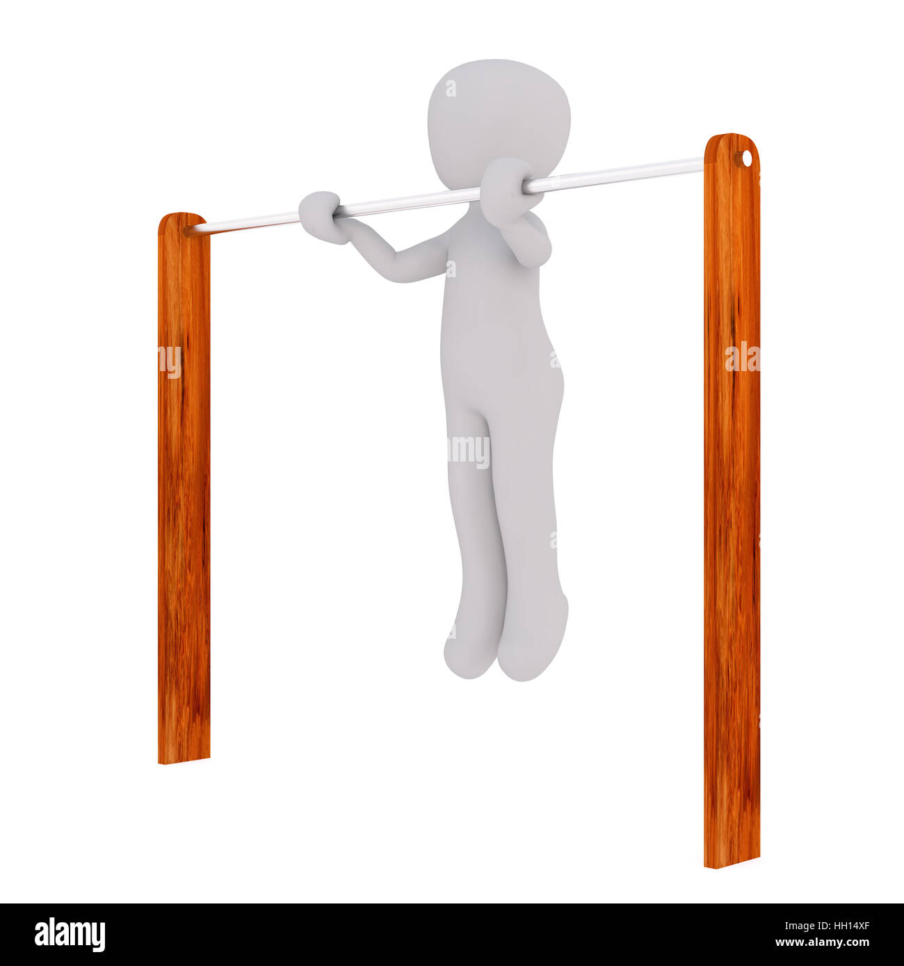 3d toon figure performing pull ups on a white background Stock Photo ...