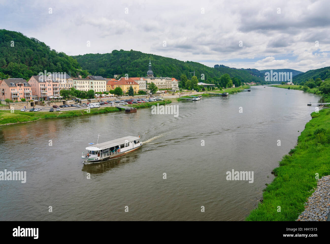 Bad Schandau: Ferryboat on the Elbe before Bad Schandau, Sächsische ...