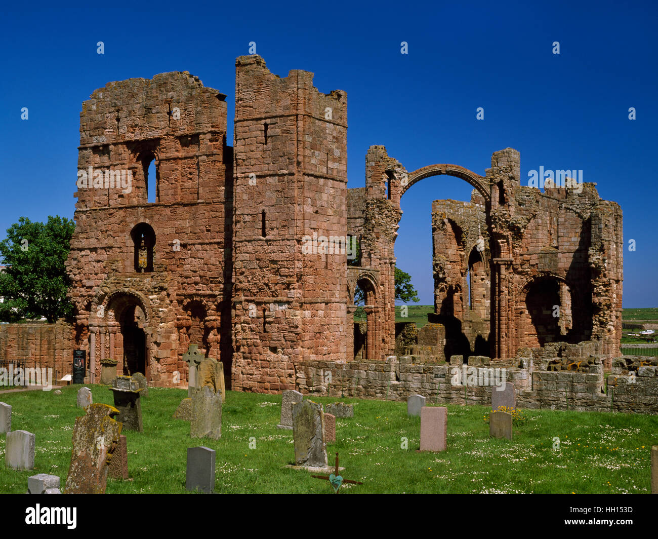 Lindisfarne Priory, Holy Island, Northumberland: view NE across ...