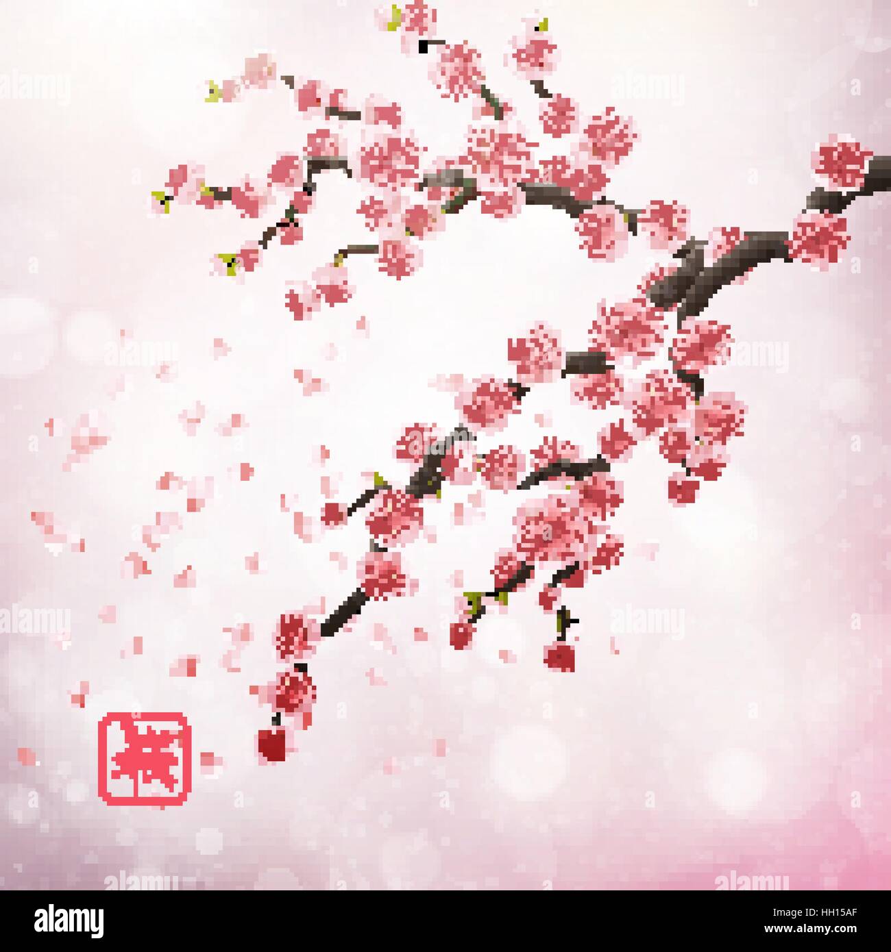 Realistic pink blossoming spring Stock Vector Images - Alamy