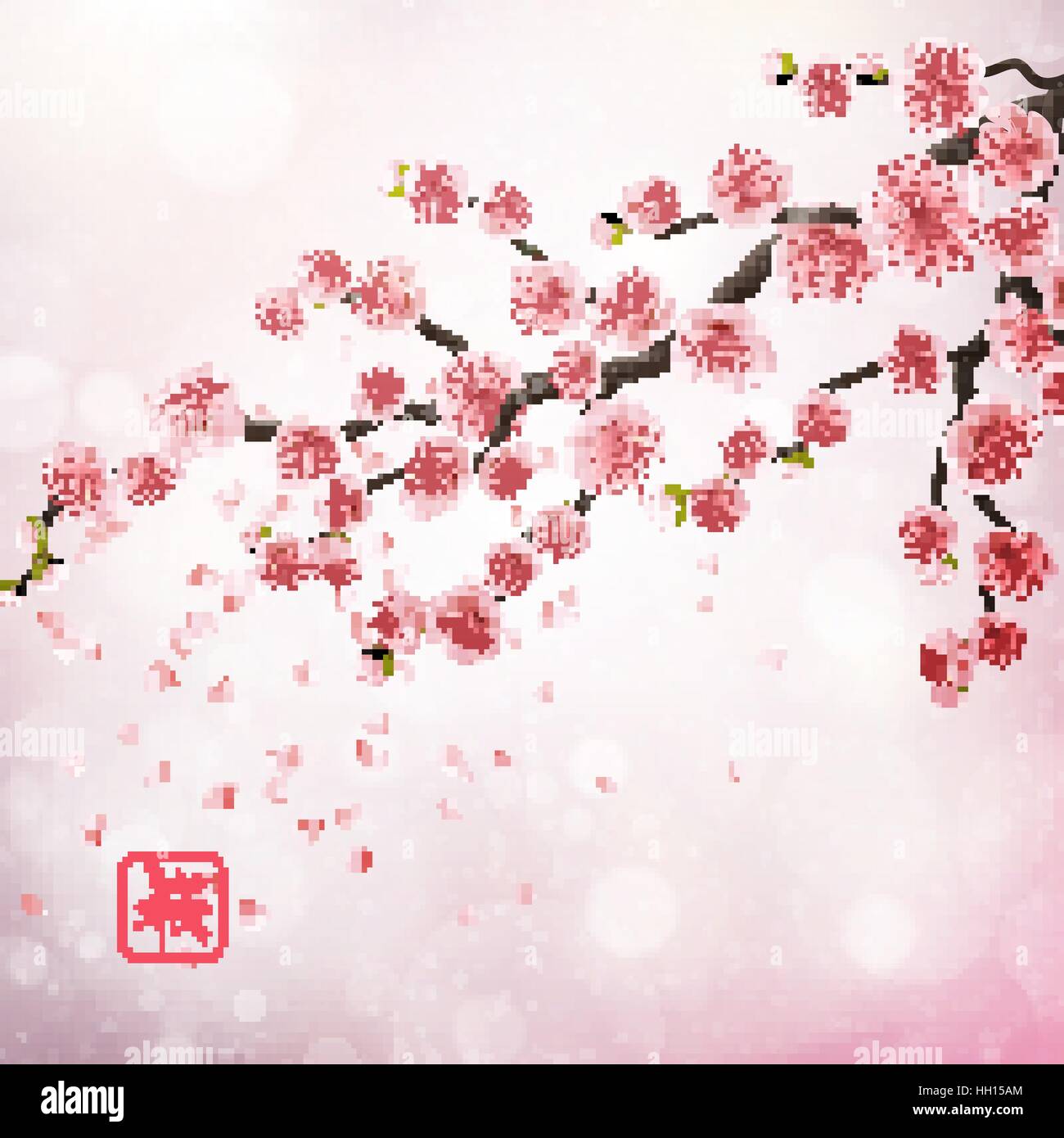 Realistic pink blossoming spring Stock Vector Images - Alamy