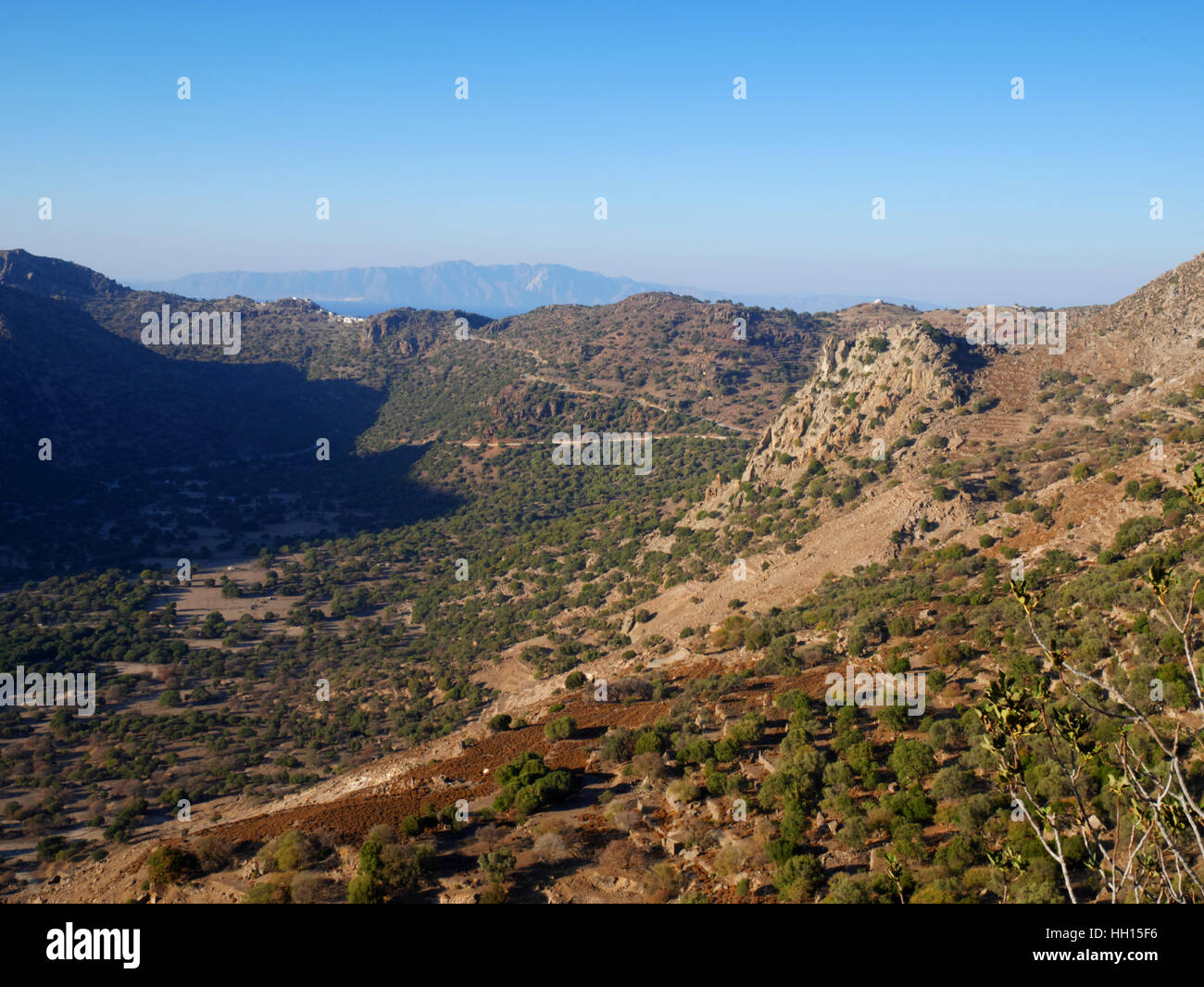 Lakki plateau seen from the village of Nikia, Nysiros, Greece Stock ...