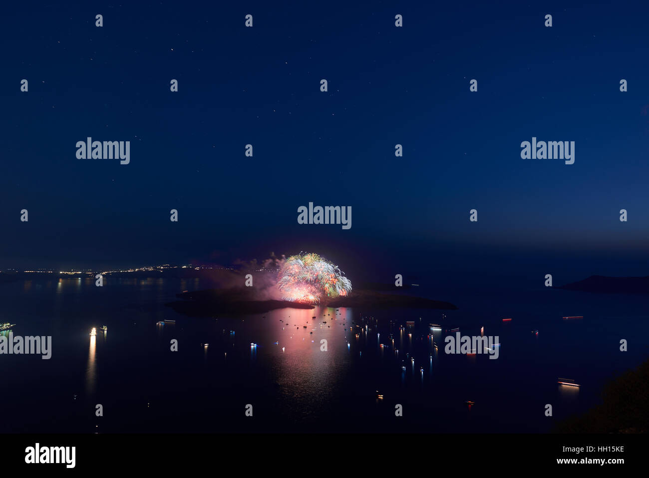 Santorini volcano eruptions fireworks fiesta Stock Photo - Alamy