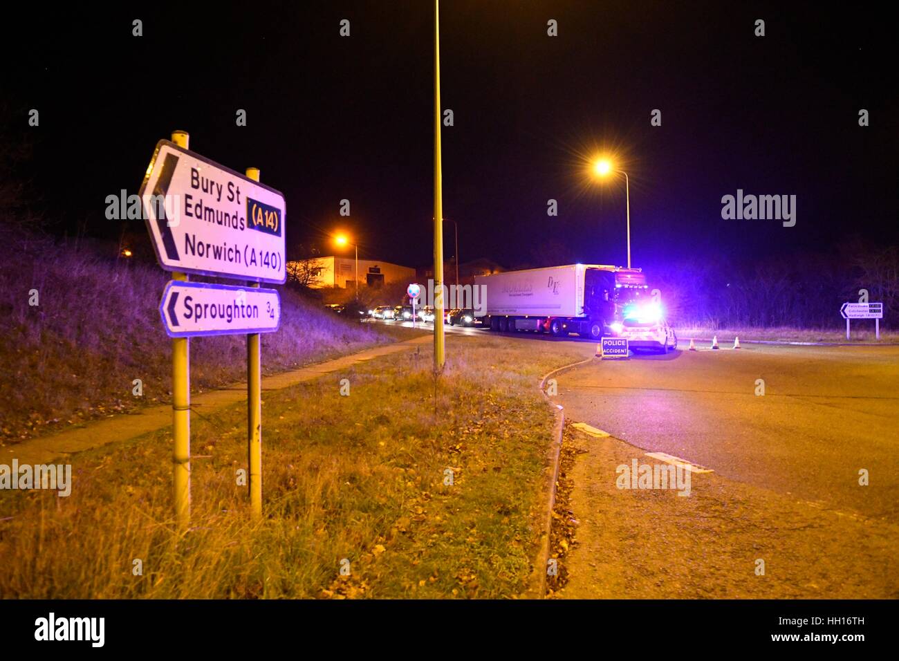 Ipswich, Suffolk. The A14 Eastbound, which was closed following the ...