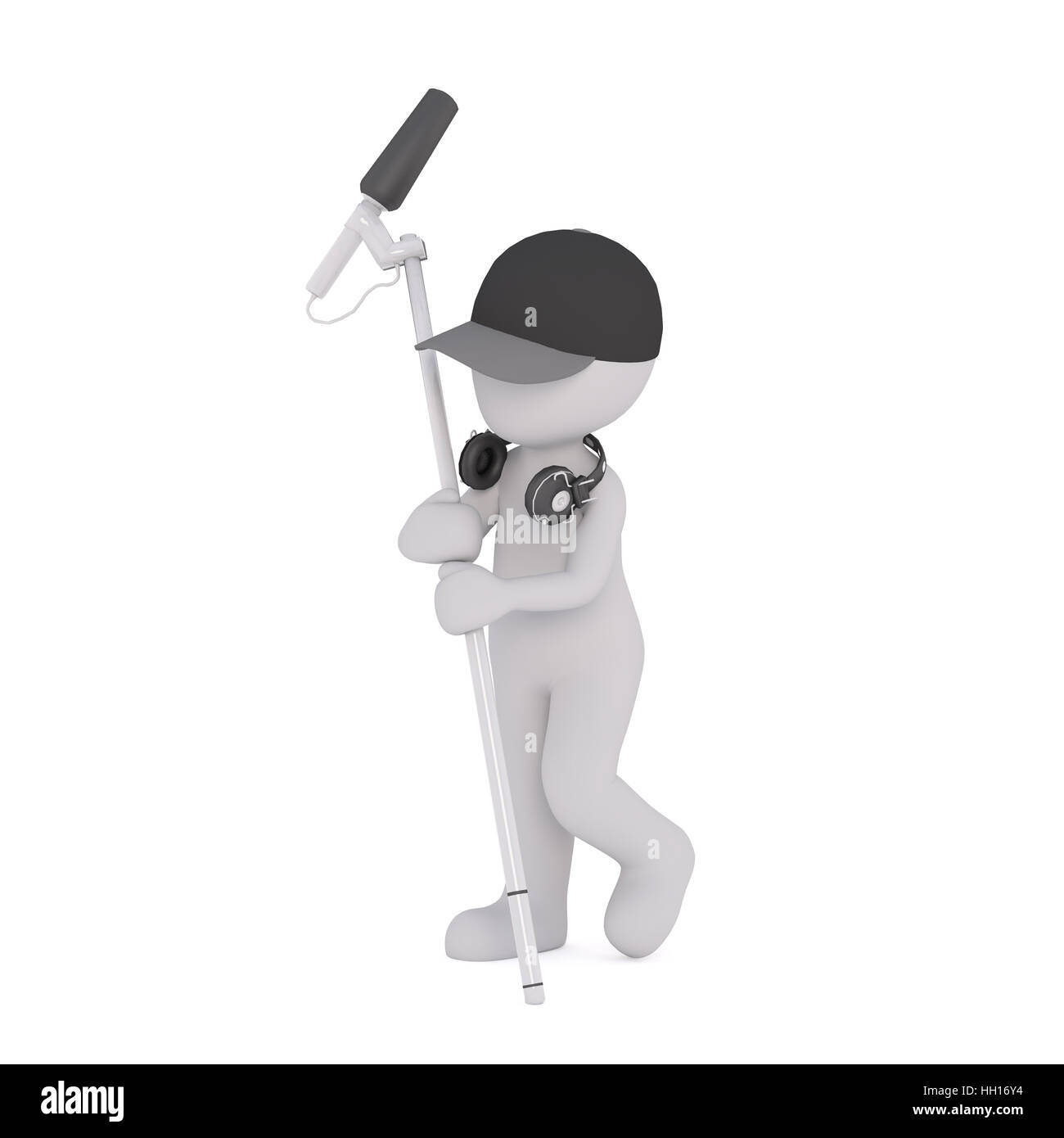 3d toon with headphones and microphone, entertainment production crew ...