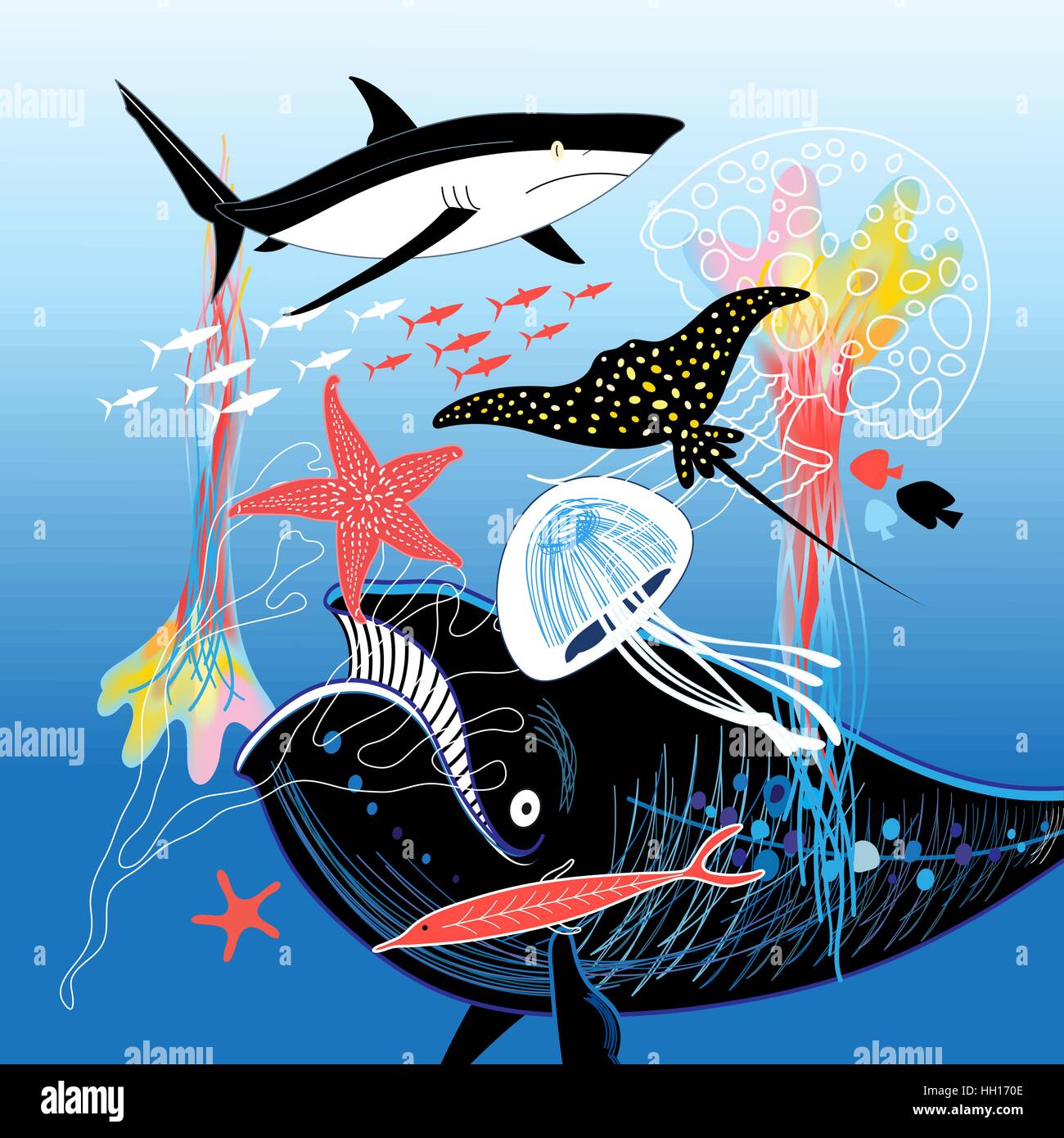 Seamless tropical sea fish Stock Vector Images - Alamy